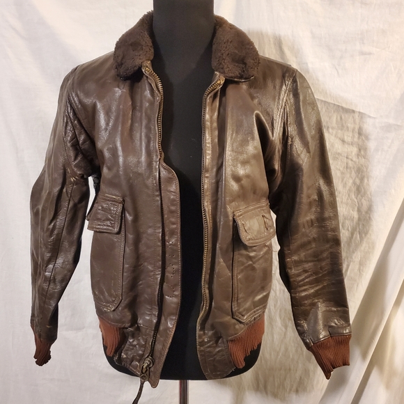 Vintage | Jackets & Coats | Vintage 97s Us Navy G1 Brown Leather Flight ...